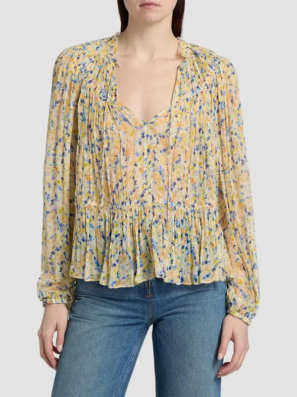 Ulla Johnson Leandra Printed Silk Blouse - Daffodil
