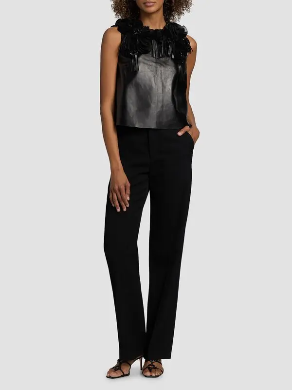 Ulla Johnson Marlowe Floral Appliqué Leather Top