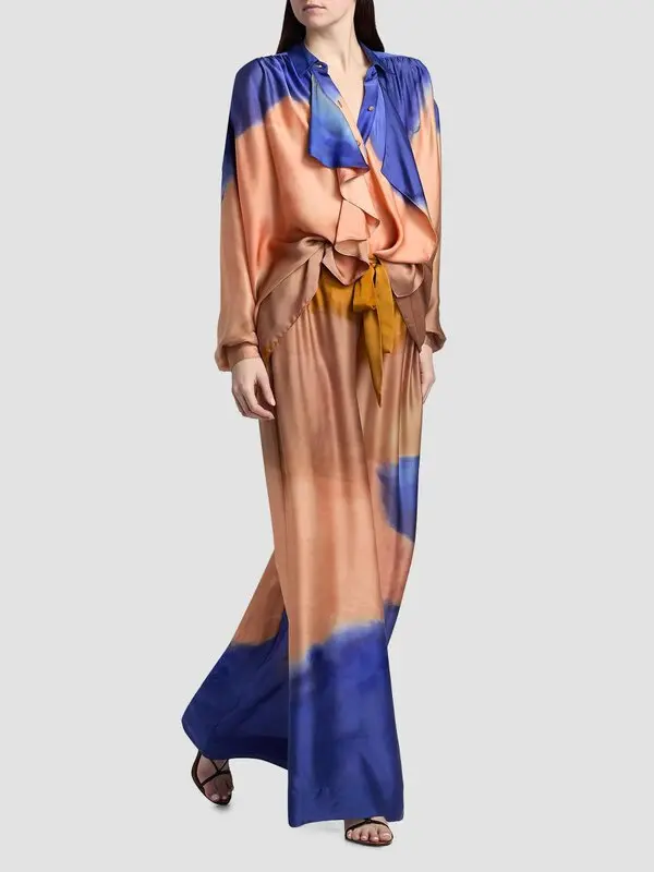 Ulla Johnson Julien Tie-dye Silk Wide-leg Pants