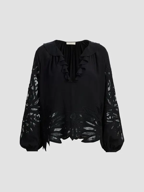 Ulla Johnson Adonis Silk Puff-sleeve Blouse - Noir