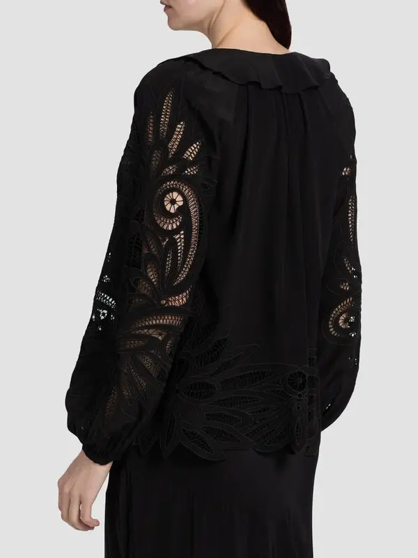 Ulla Johnson Adonis Silk Puff-sleeve Blouse - Noir