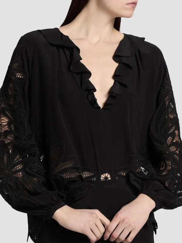 Ulla Johnson Adonis Silk Puff-sleeve Blouse - Noir