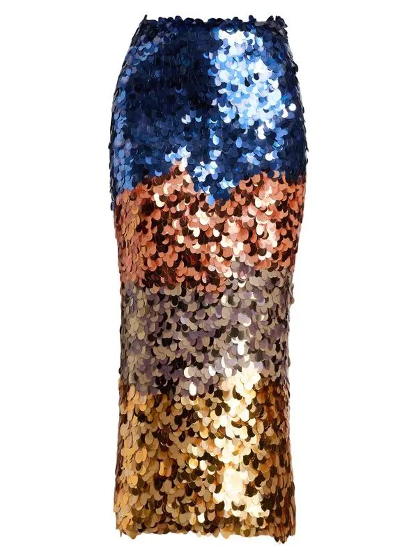 Ulla Johnson Matilde Colorblocked Paillettes Pencil Skirt