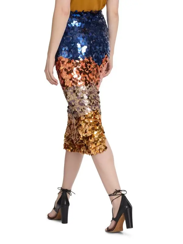 Ulla Johnson Matilde Colorblocked Paillettes Pencil Skirt