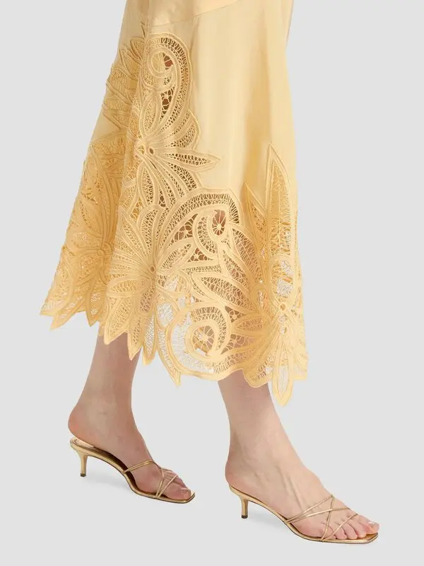 Ulla Johnson Oona Silk Lace-hem Maxi Skirt - Dandelion