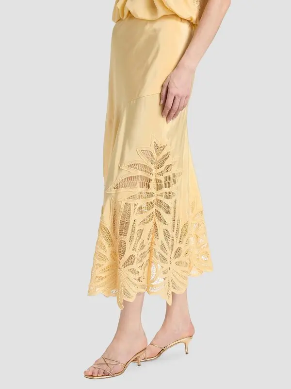 Ulla Johnson Oona Silk Lace-hem Maxi Skirt - Dandelion