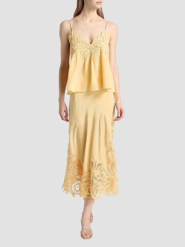 Ulla Johnson Oona Silk Lace-hem Maxi Skirt - Dandelion