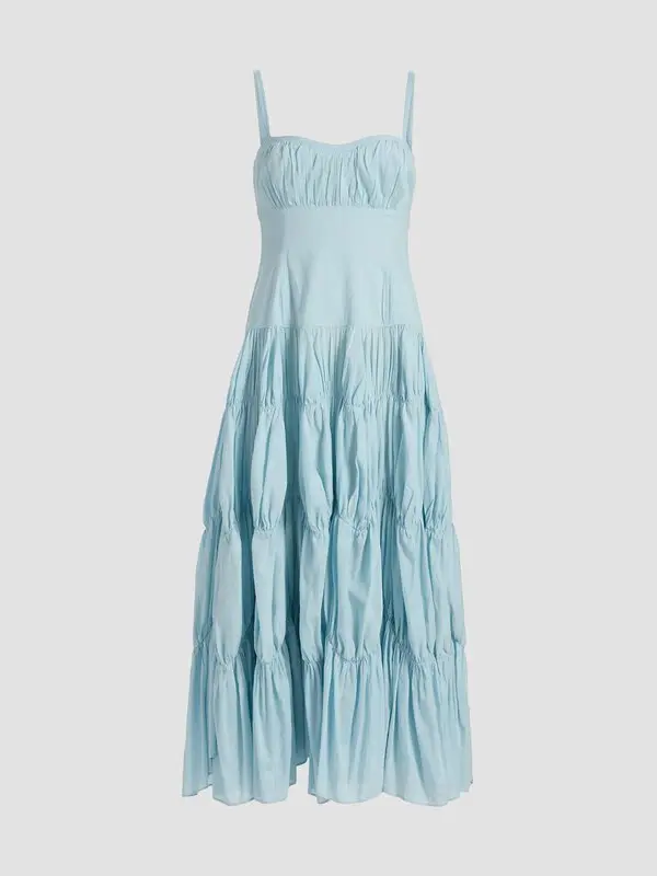Ulla Johnson Emmalina Smocked Cotton Midi-dress - Adriatic