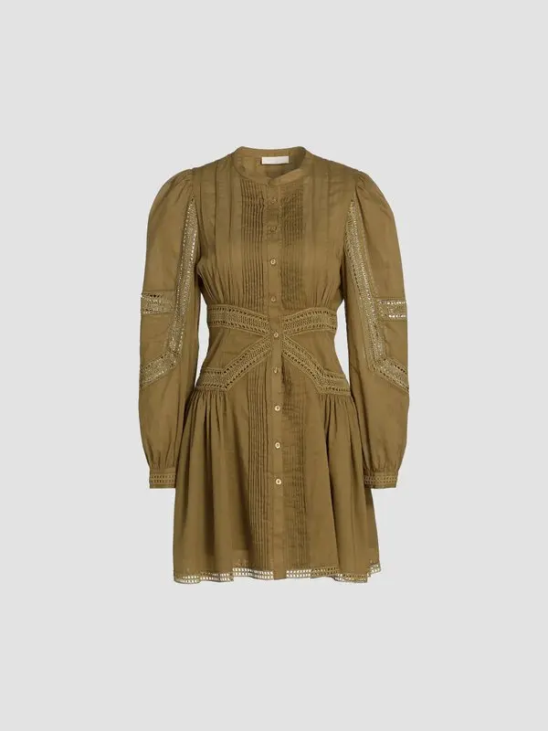 Ulla Johnson Elysia Laced Cotton A-line Minidress - Lichen