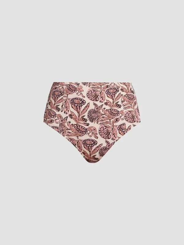 Ulla Johnson Zahara Printed High-waisted Bikini Bottom - Limestone