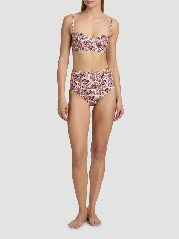Ulla Johnson Zahara Printed High-waisted Bikini Bottom - Limestone