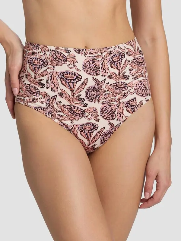 Ulla Johnson Zahara Printed High-waisted Bikini Bottom - Limestone