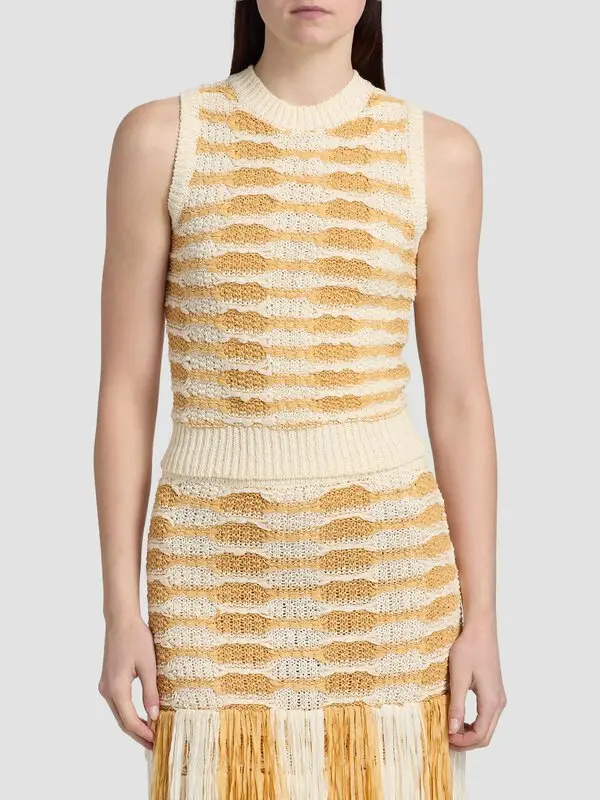 Ulla Johnson Patrizia Striped Rib-knit Top - Beach