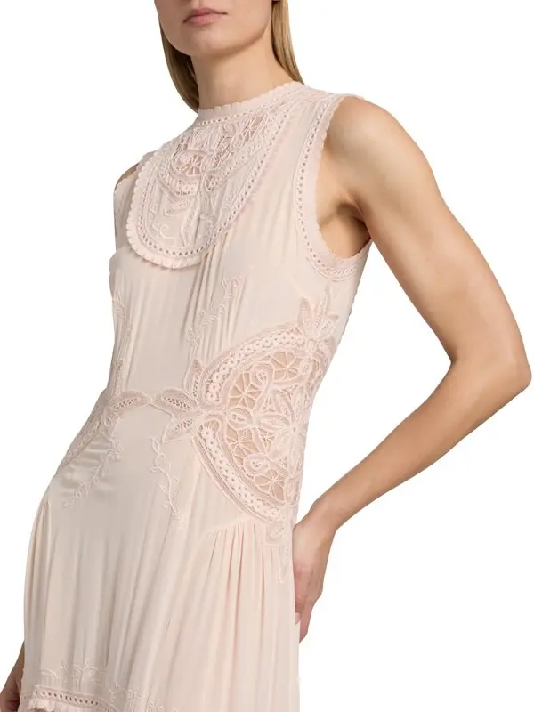 Ulla Johnson Florence Embroidered Silk & Tulle Maxi Dress - Blush