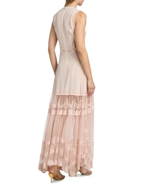Ulla Johnson Florence Embroidered Silk & Tulle Maxi Dress - Blush