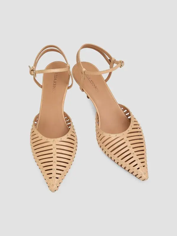 Ulla Johnson Francine 50mm Cage Kitten Heel Pumps - Miele