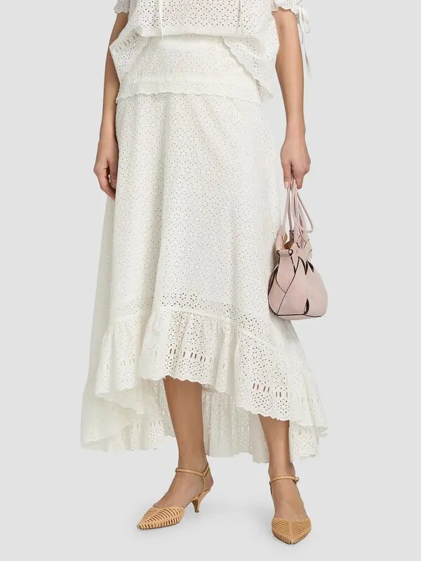 Ulla Johnson Violetta High-low Cotton A-line Midi-skirt - Pristine