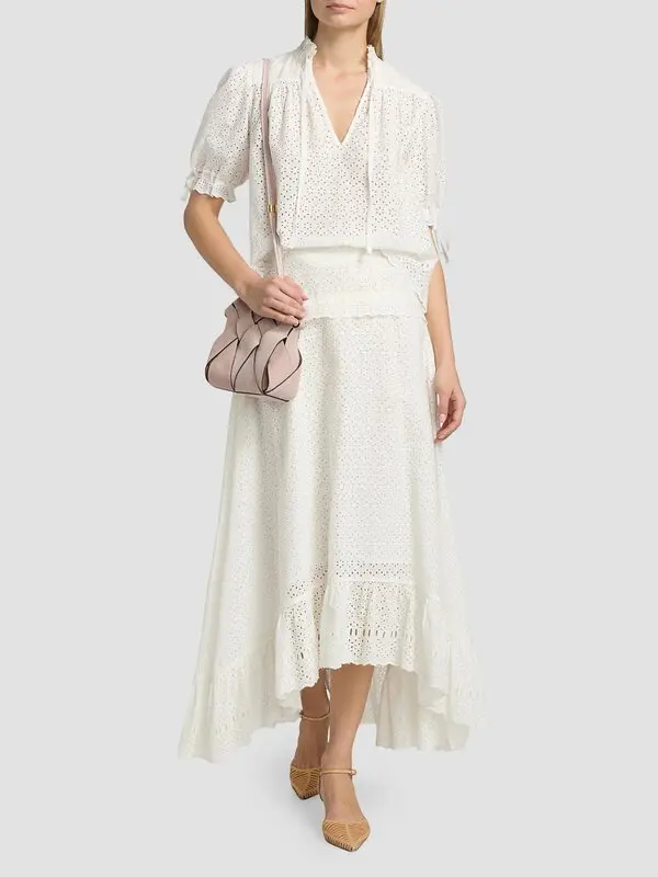 Ulla Johnson Violetta High-low Cotton A-line Midi-skirt - Pristine