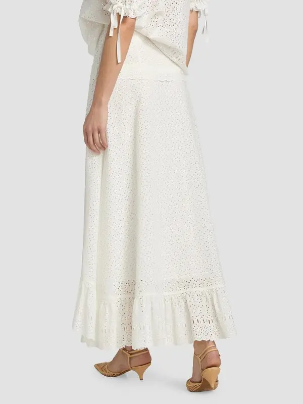 Ulla Johnson Violetta High-low Cotton A-line Midi-skirt - Pristine