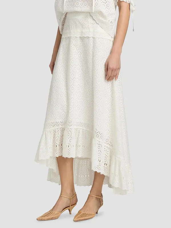 Ulla Johnson Violetta High-low Cotton A-line Midi-skirt - Pristine