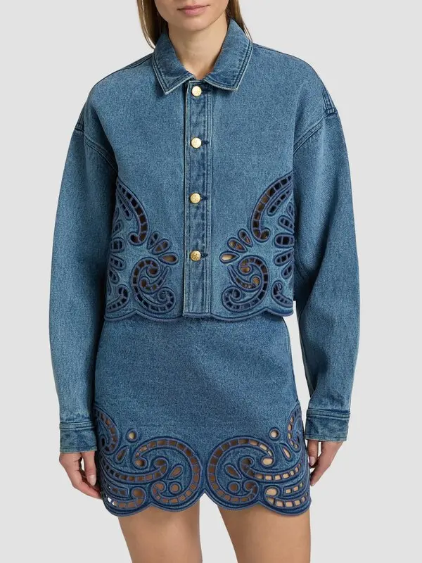 Ulla Johnson The Bobbi Eyelet Denim Jacket - River