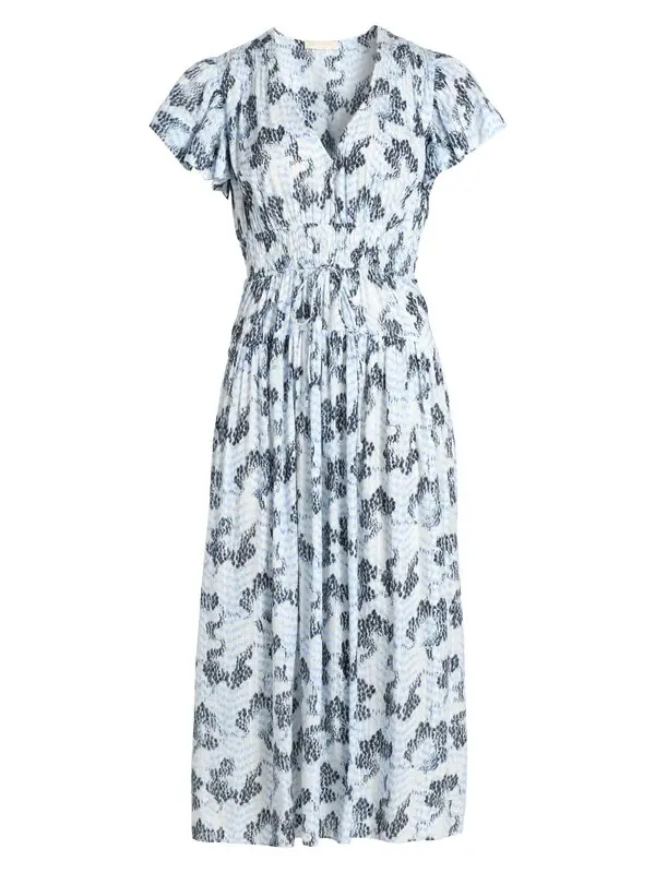 Ulla Johnson Lyria Abstract Cotton-blend Midi-dress - Ciel