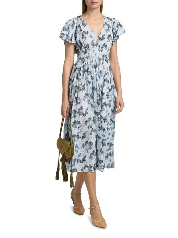 Ulla Johnson Lyria Abstract Cotton-blend Midi-dress