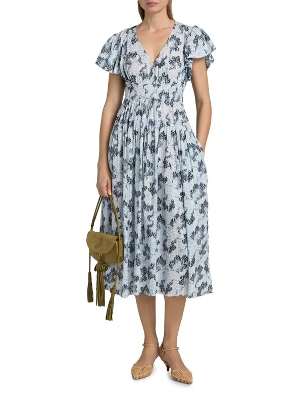Ulla Johnson Lyria Abstract Cotton-blend Midi-dress