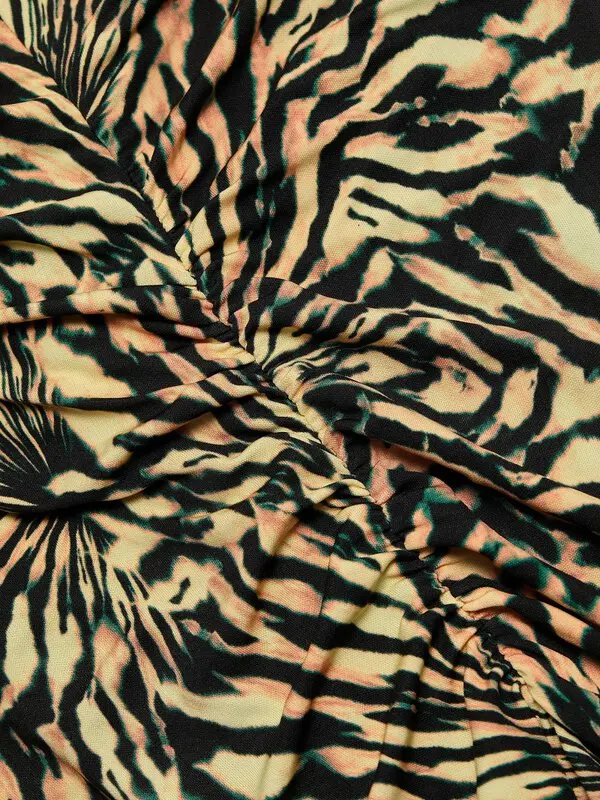 Ulla Johnson Nova Ruched Tiger-print Long-sleeve Top - Celestite