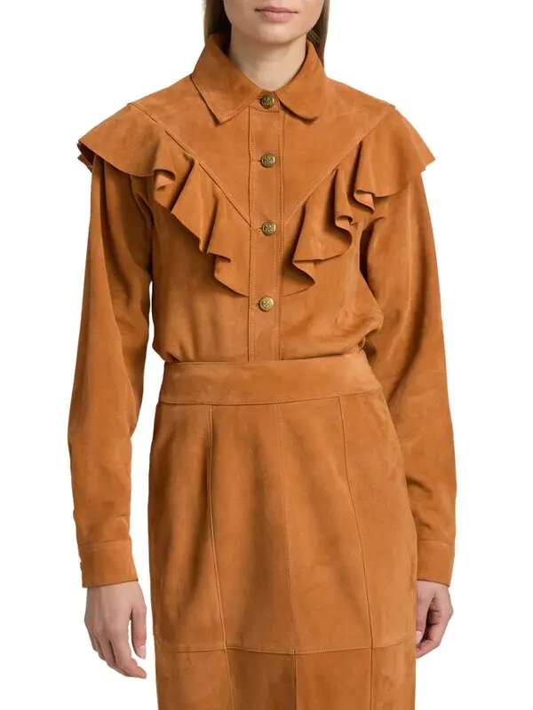 Ulla Johnson Matilde Ruffle Suede Jacket
