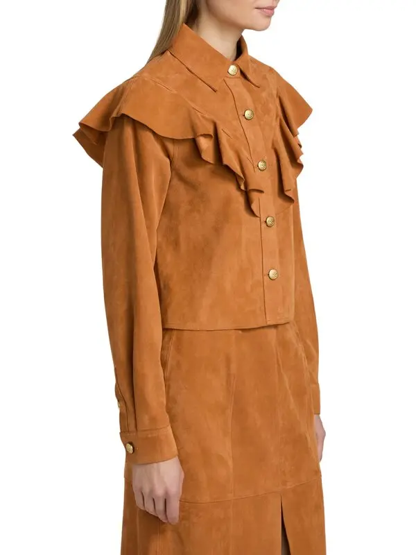 Ulla Johnson Matilde Ruffle Suede Jacket