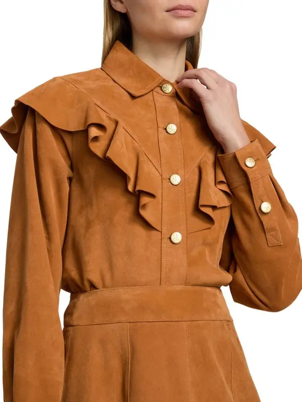 Ulla Johnson Matilde Ruffle Suede Jacket