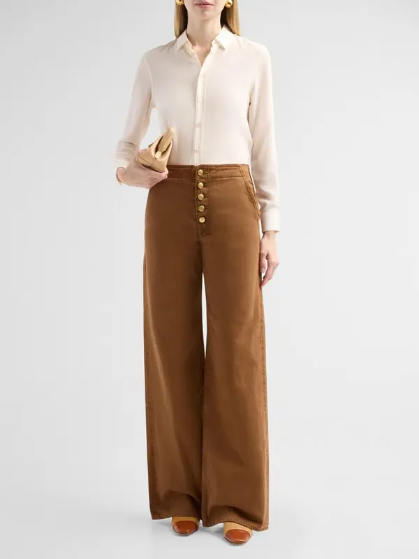 Ulla Johnson Jasmine Cotton Wide-leg Jeans - Umber