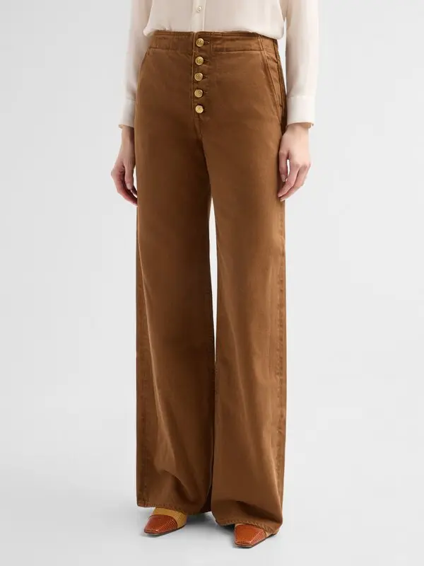 Ulla Johnson Jasmine Cotton Wide-leg Jeans - Umber