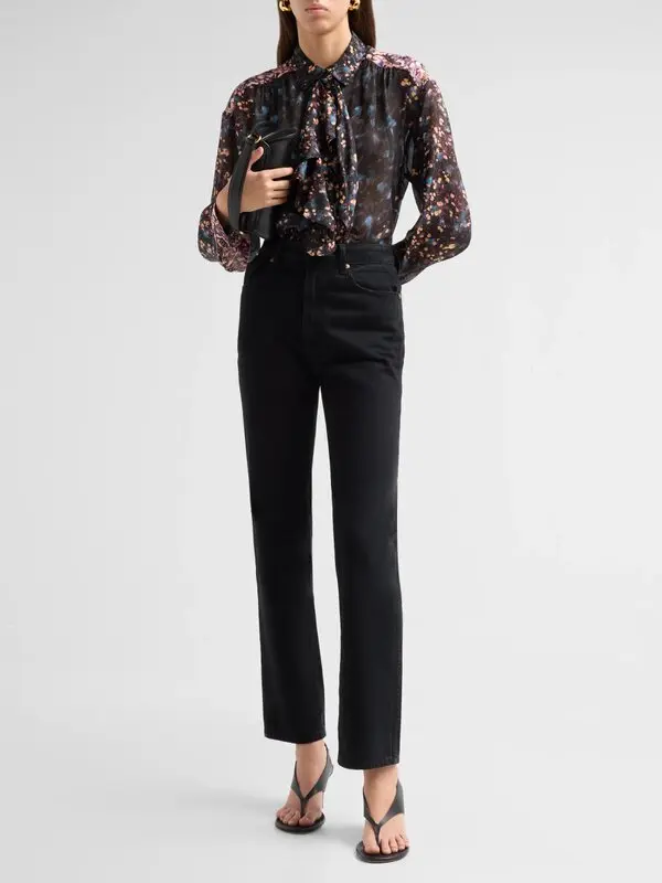 Ulla Johnson Gesture Floral Silk Ruffle Blouse
