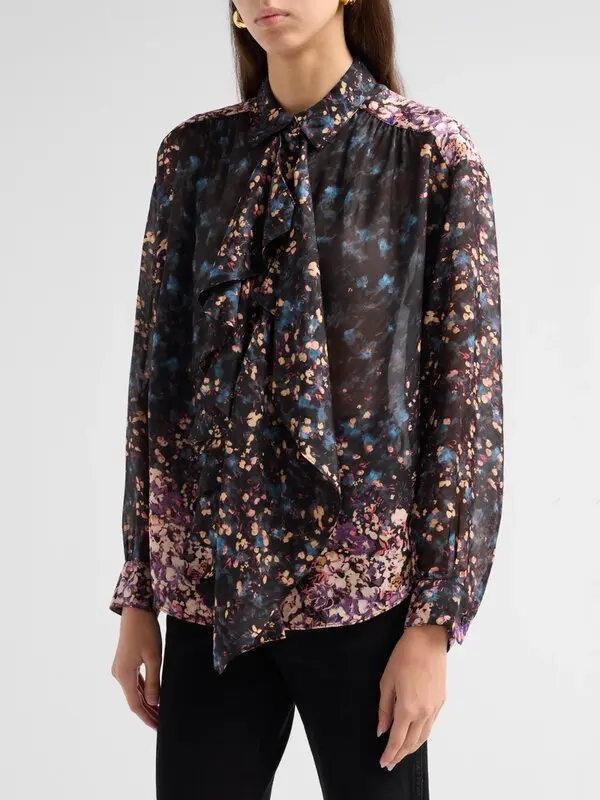 Ulla Johnson Gesture Floral Silk Ruffle Blouse