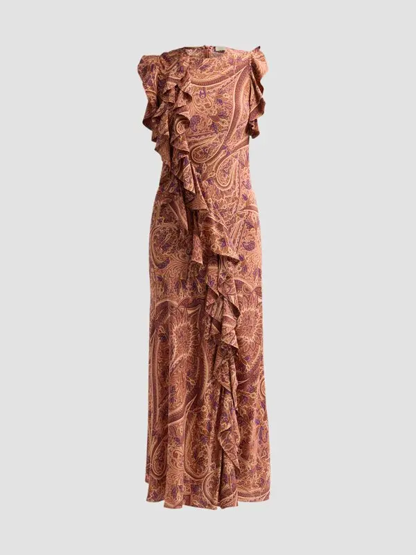 Ulla Johnson Ameline Ruffled Paisley Silk Midi Dress