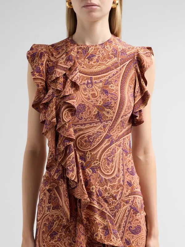 Ulla Johnson Ameline Ruffled Paisley Silk Midi Dress