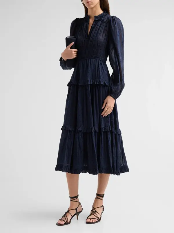Ulla Johnson Ardelle Clip Dot Cotton Midi-dress