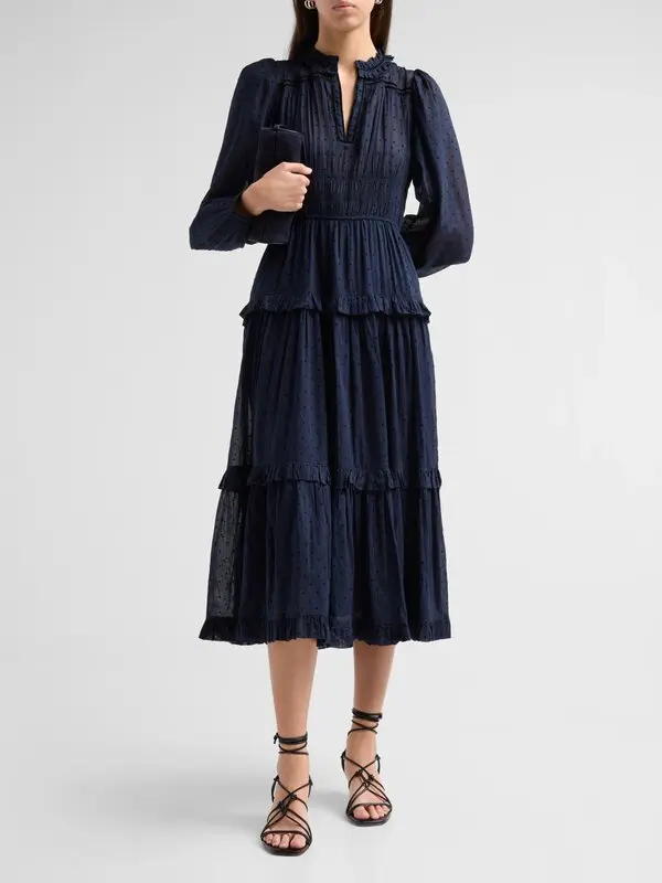 Ulla Johnson Ardelle Clip Dot Cotton Midi-dress