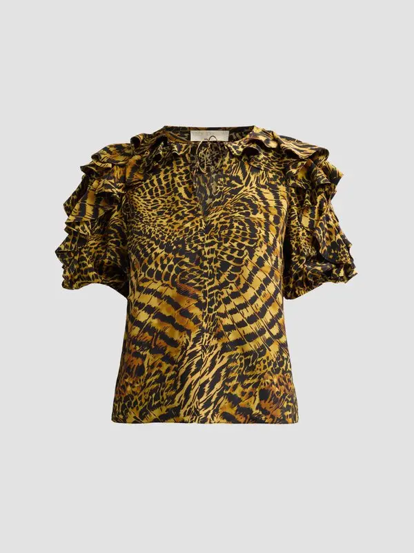 Ulla Johnson Josephine Animal-print Silk Top - Wren