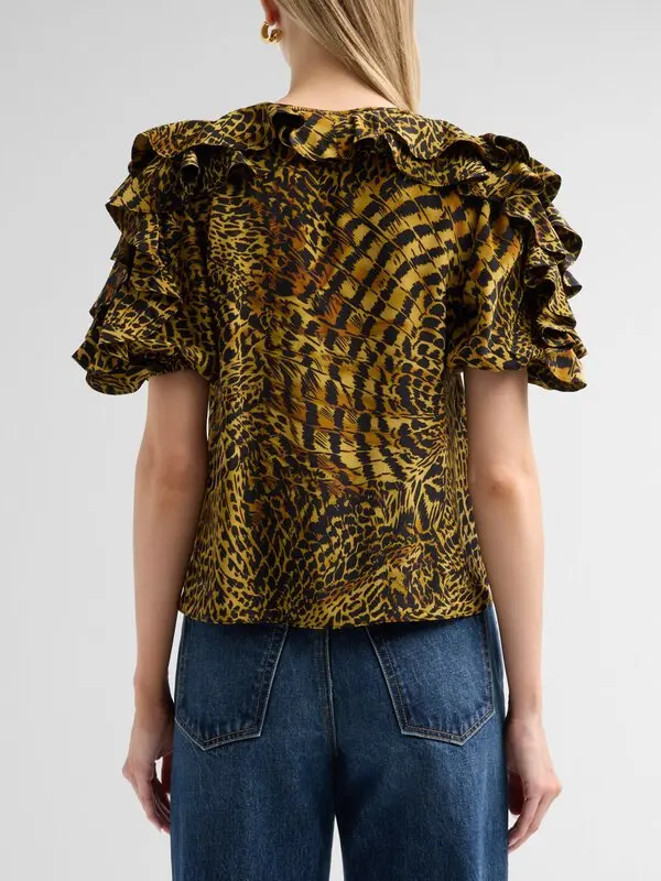 Ulla Johnson Josephine Animal-print Silk Top - Wren