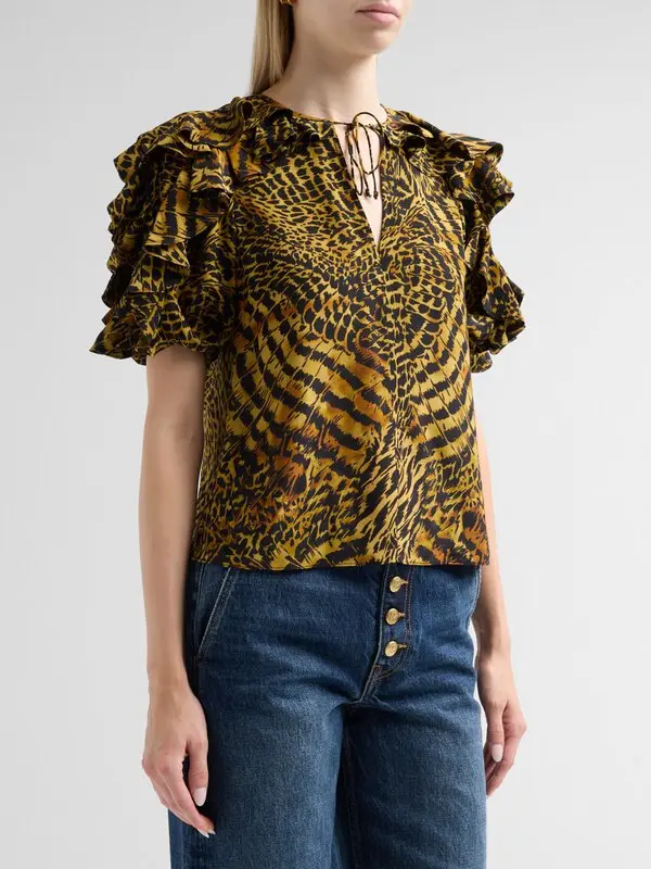 Ulla Johnson Josephine Animal-print Silk Top - Wren