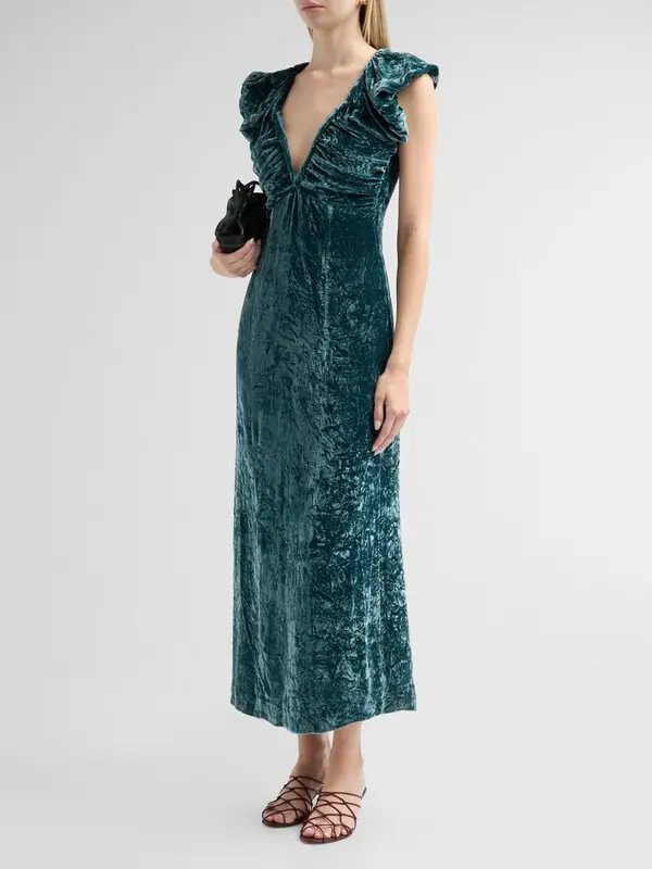 Ulla Johnson Astra Crushed Velvet Column Maxi Dress