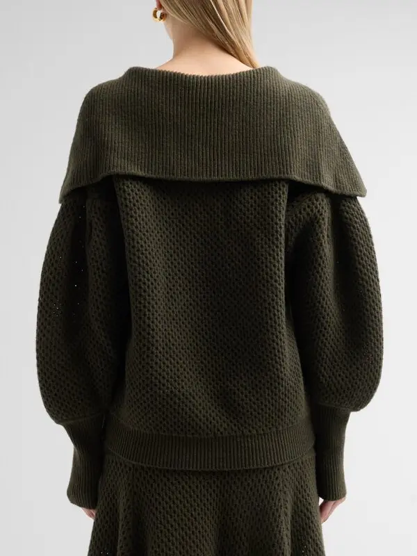 Ulla Johnson Lila Waffle-knit Merino Wool Pullover Sweater - Militaire
