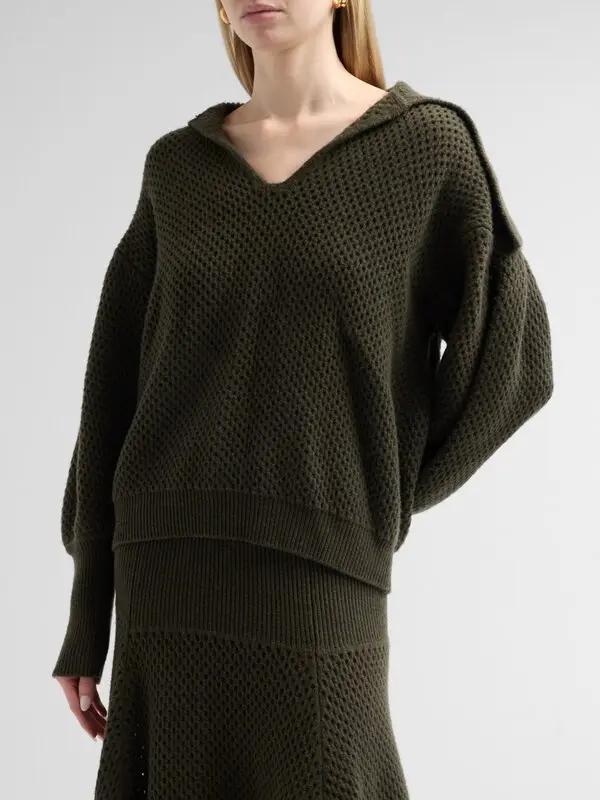 Ulla Johnson Lila Waffle-knit Merino Wool Pullover Sweater - Militaire