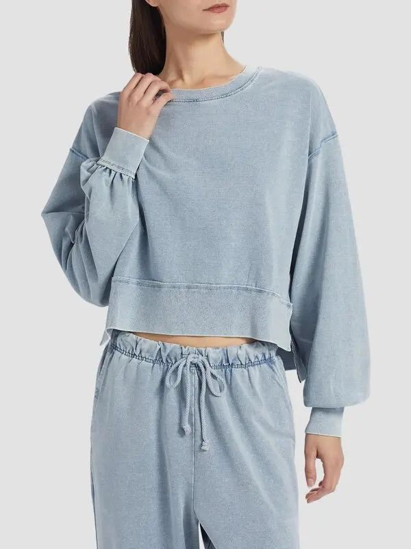 STELLAE DUX Stretch Cotton-blend Long-sleeve Top