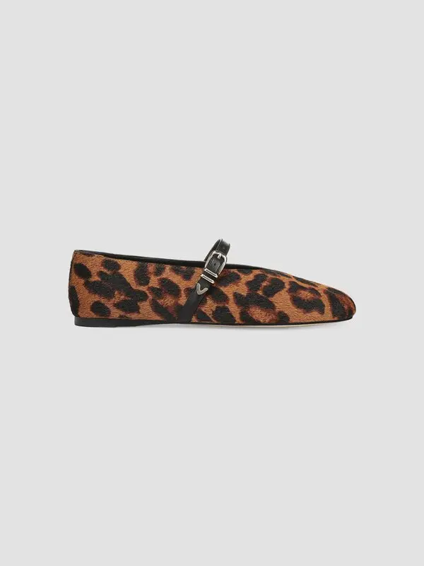 FAVORITE DAUGHTER Margot Mj Leopard-print Calf Hair Mary Janes - Brandy
