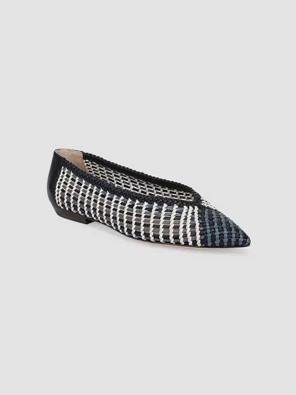 Veronica Beard Bancroft Woven Leather Ballerina Flats