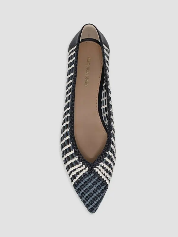 Veronica Beard Bancroft Woven Leather Ballerina Flats